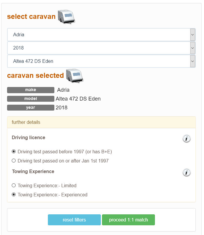 Guide to matching your tow car and caravan